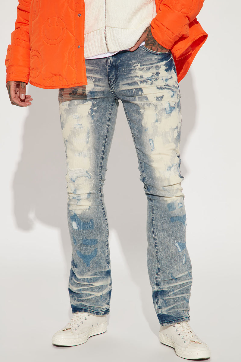 Make Believe Stacked Skinny Flare Jeans Medium Wash Fashion Nova