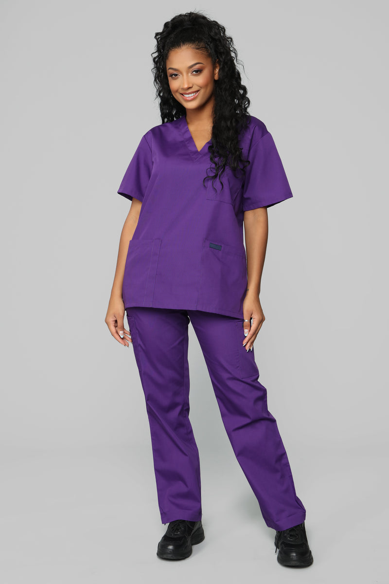 Miracle Worker Classic Scrub Set Eggplant Fashion Nova Scrubs
