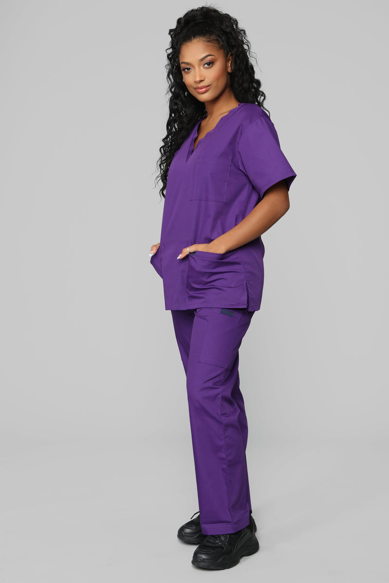 Miracle Worker Classic Scrub Set Eggplant Fashion Nova Scrubs