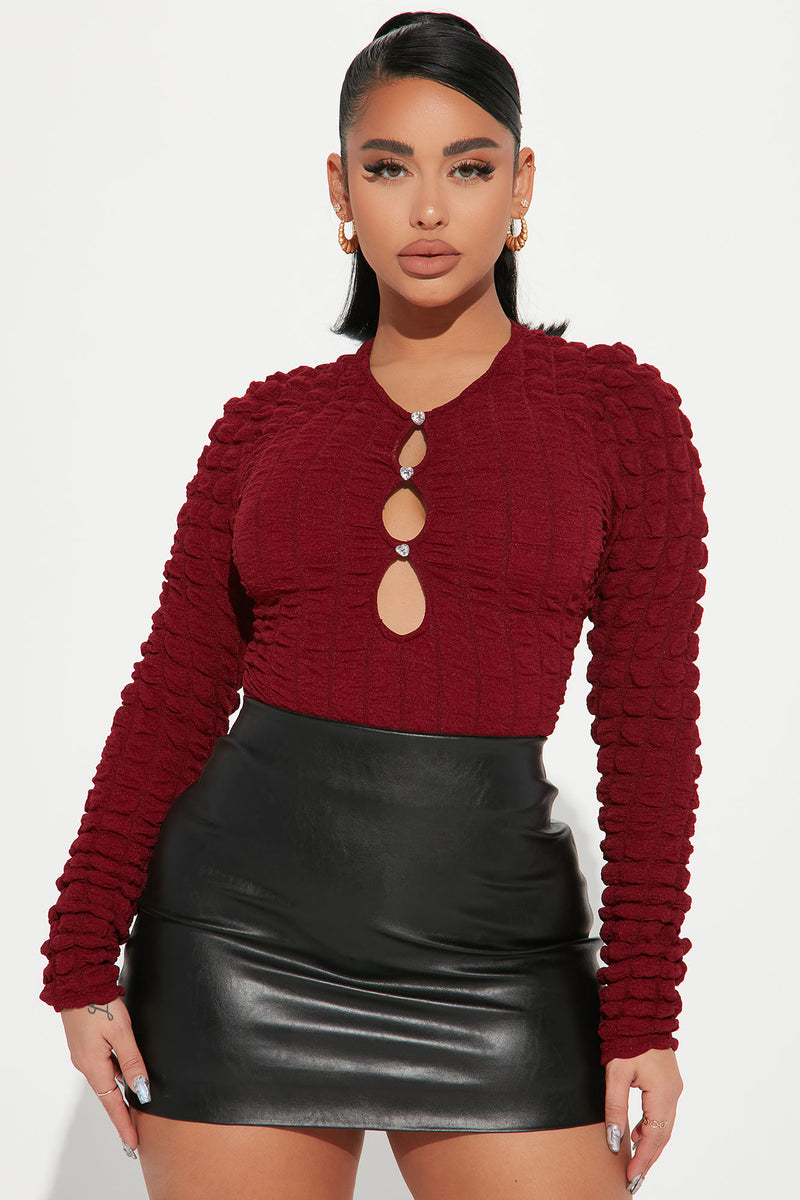 Cloud 9 Bodysuit Burgundy Fashion Nova Bodysuits Fashion Nova