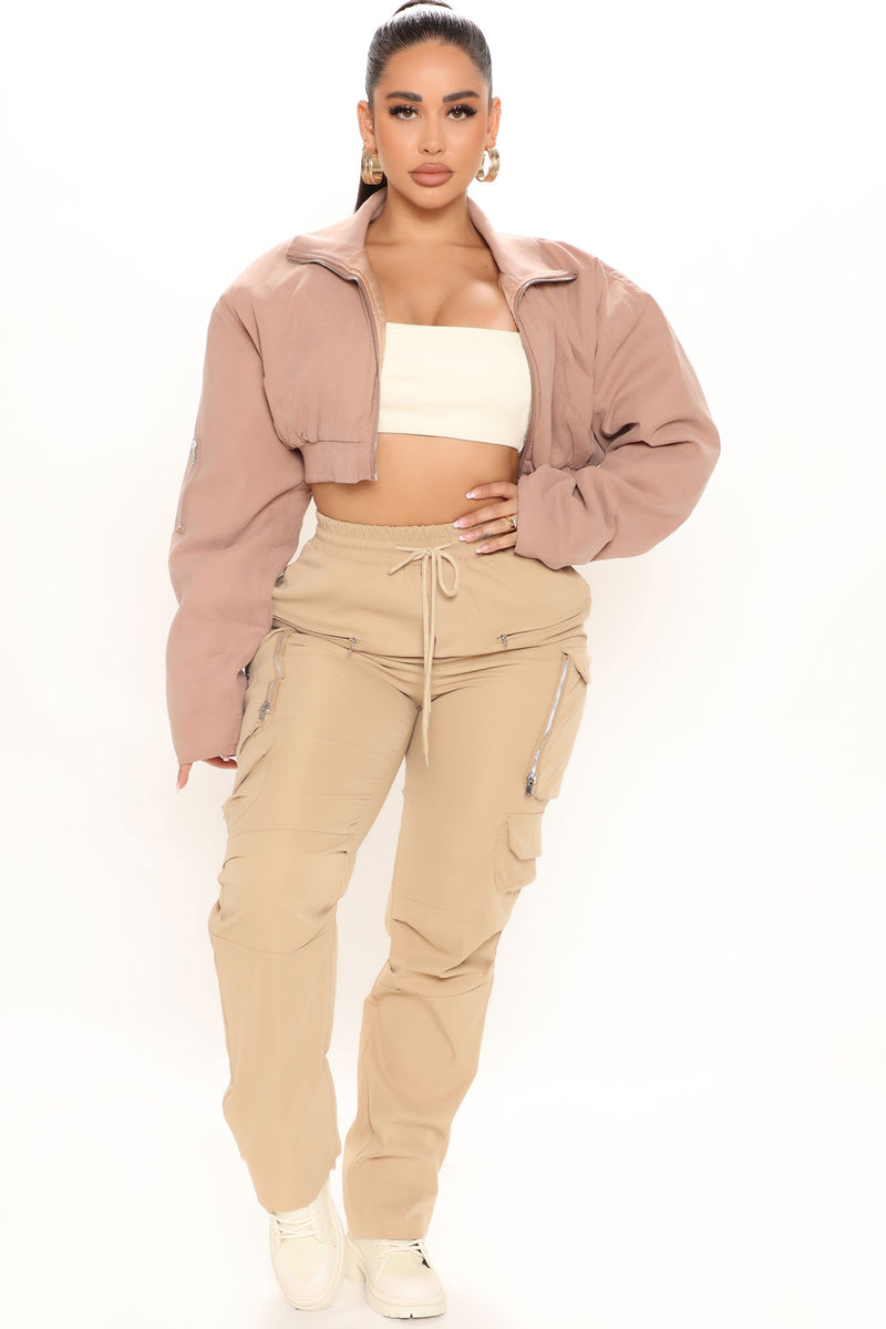 Shoot Your Shot Cropped Puffer Jacket Mocha Fashion Nova Jackets