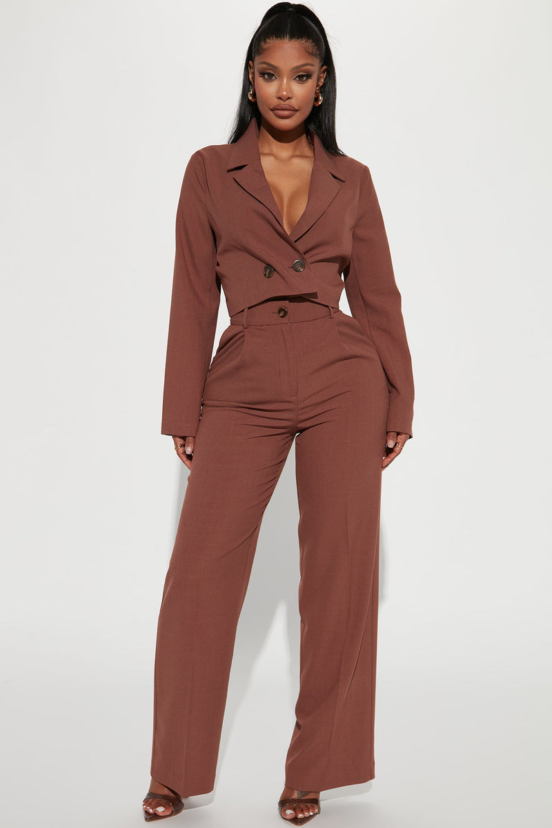 London Wide Leg Trouser - Brown | Fashion Nova, Career/Office | Fashion Nova