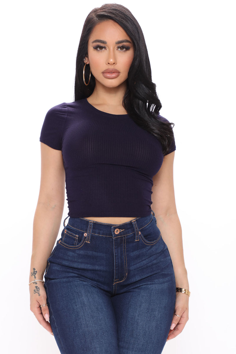 Jaclyn Crop Top Navy Fashion Nova Basic Tops And Bodysuits Fashion