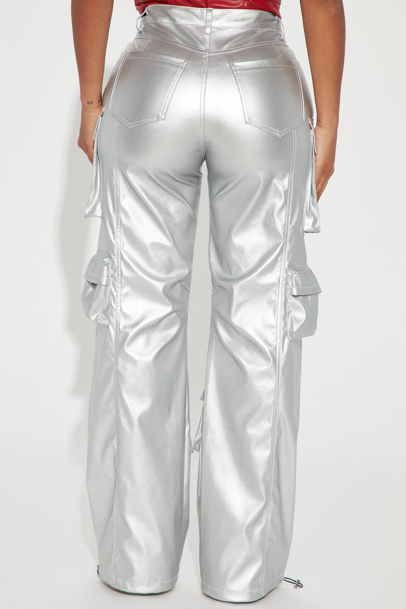 Something About You Faux Leather Cargo Pant 32 - Silver | Fashion Nova, Pants | Fashion Nova