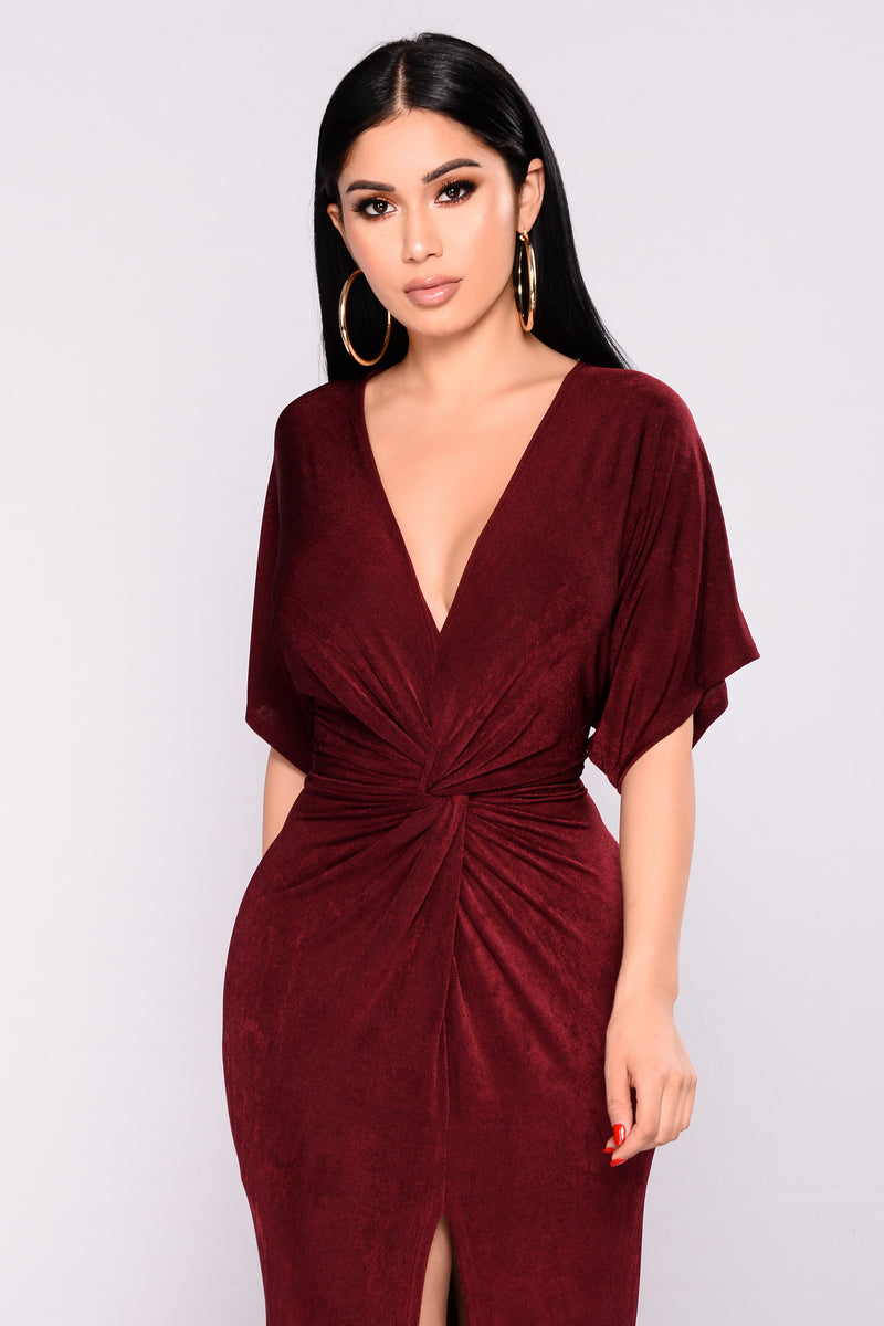 Full Grown Knot Dress Burgundy Fashion Nova Dresses Fashion Nova