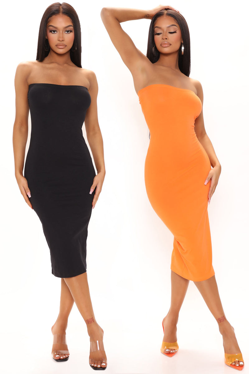 Mia 2 Pack Midi Dress Orangecombo Fashion Nova Dresses Fashion Nova