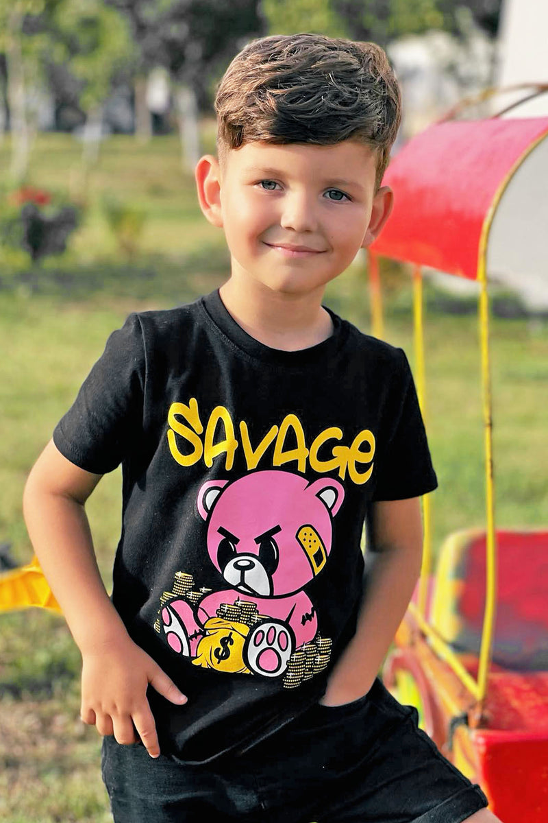 Mini Savage Ways Teddy Bear Tee - Black | Fashion Nova, Kids Tops & T-Shirts | Fashion Nova