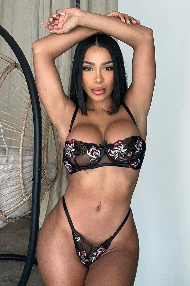 Send Me Flowers Lace Garter 3 Piece Set - Black | Fashion Nova, Lingerie & Sleepwear | Fashion Nova