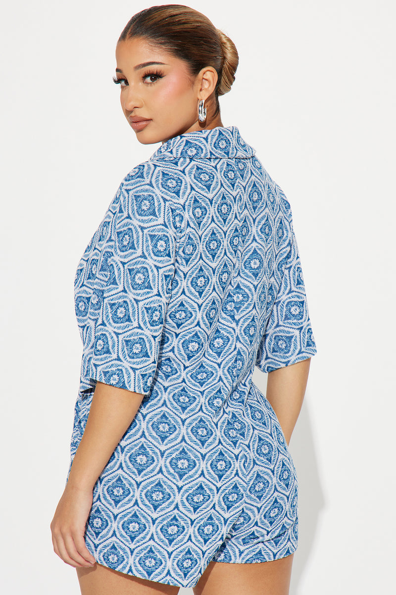 Morning Mimosas Romper - Blue/combo | Fashion Nova, Rompers | Fashion Nova