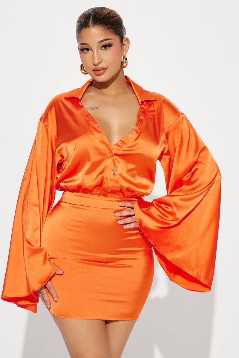 Bethany Satin Mini Dress - Orange | Fashion Nova, Dresses | Fashion Nova