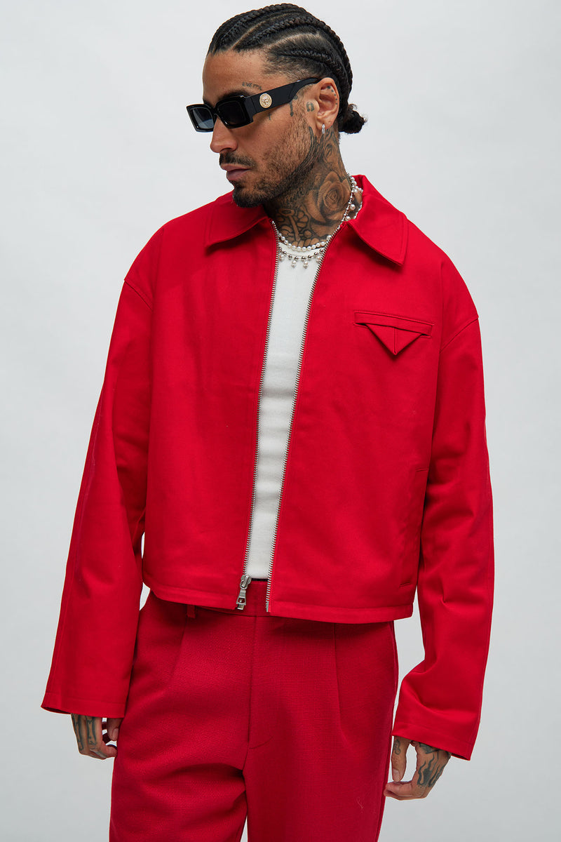 Bordeaux Cropped Chore Jacket - Red | Fashion Nova, Mens Casual Jackets ...