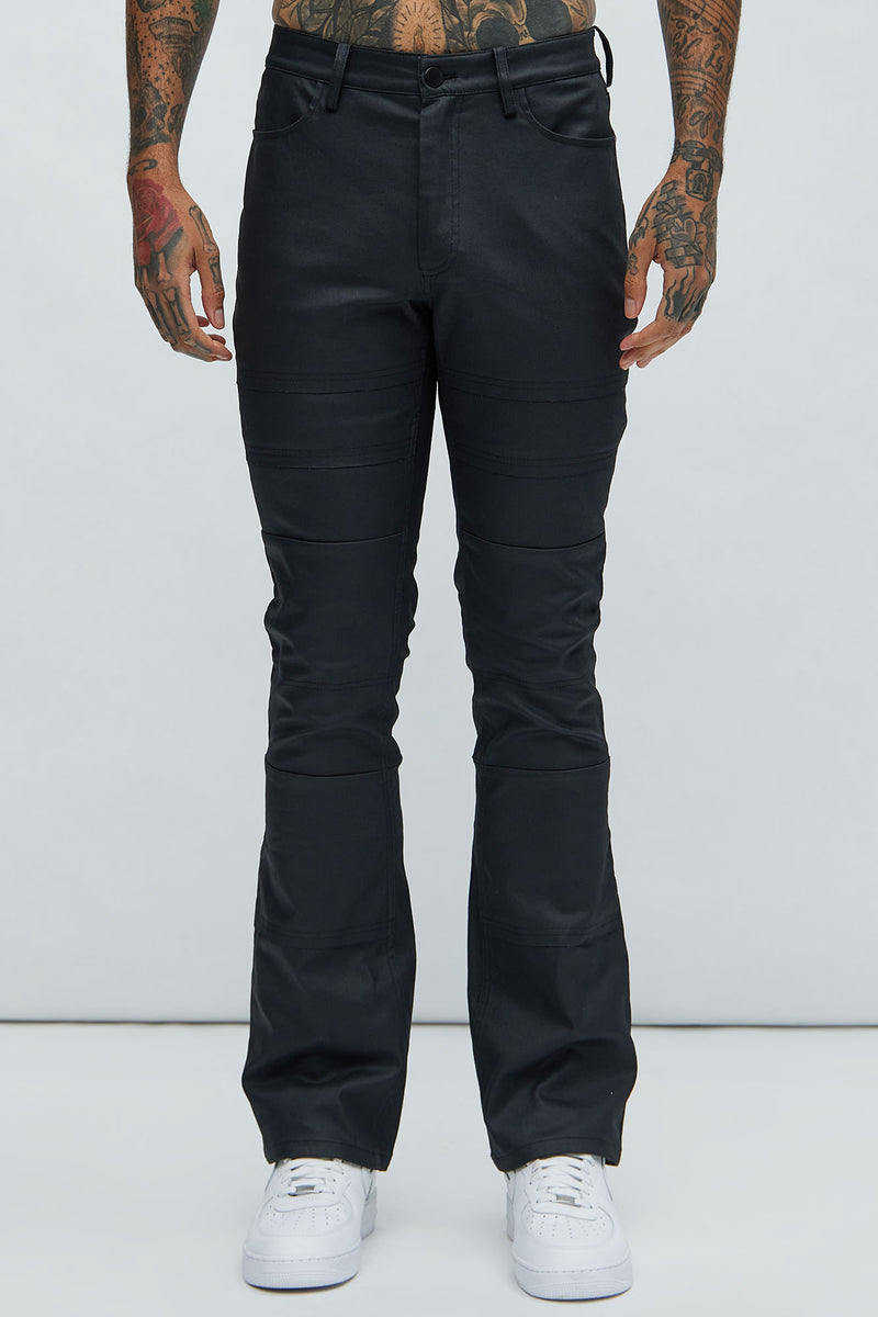 Saqqara Waxed Stacked Slim Flare Jeans - Black | Fashion Nova, Mens ...