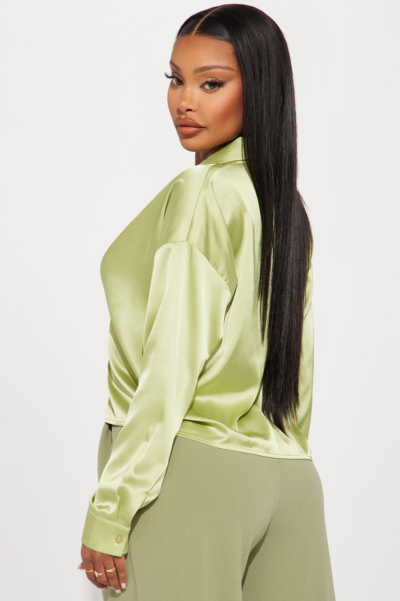 Ariel Satin Shirt - Green | Fashion Nova, Shirts & Blouses | Fashion Nova