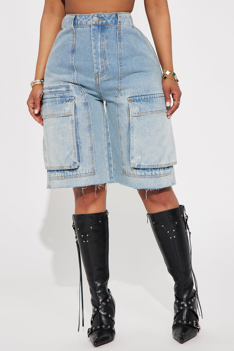Parker Denim Cargo Jorts - Light Wash | Fashion Nova, Jean Shorts ...