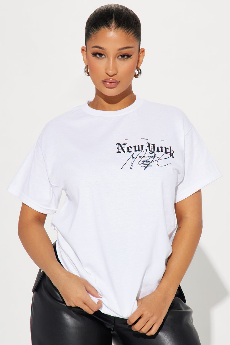 New York Script Tee - White | Fashion Nova, Screens Tops and Bottoms ...
