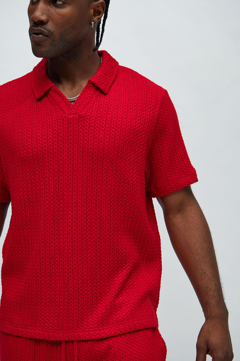 Catanina Textured Polo - Red | Fashion Nova, Mens Knit Tops | Fashion Nova