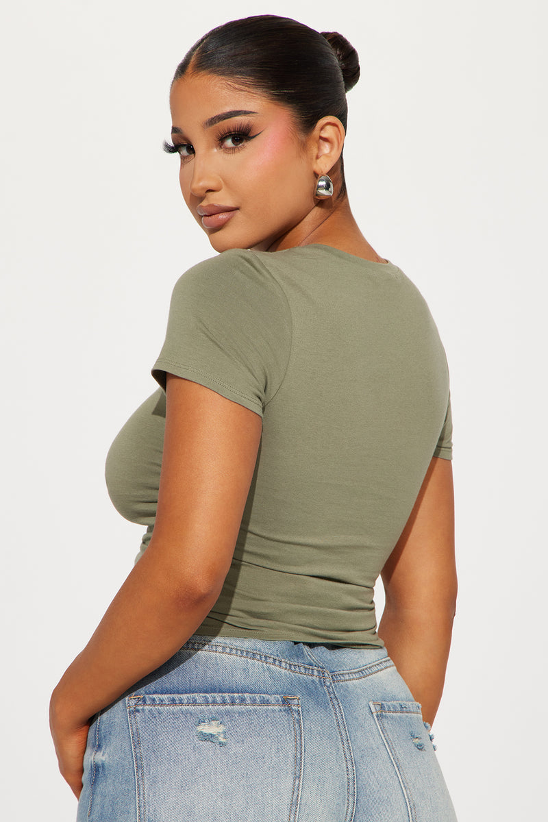 Mena Ruched Top - Olive | Fashion Nova, Knit Tops | Fashion Nova