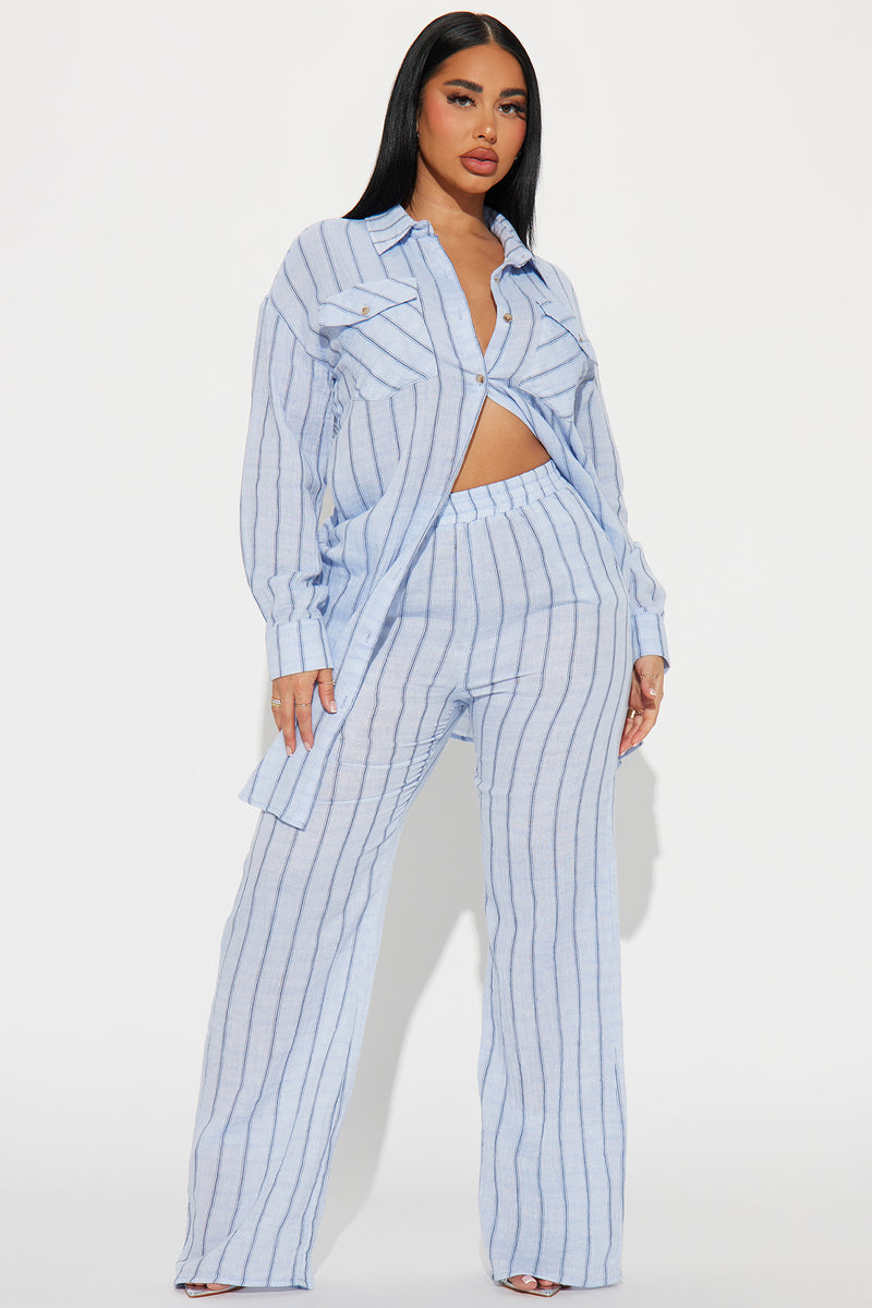The Perfect Striped Pant Set - Light Blue | Fashion Nova, Matching Sets ...