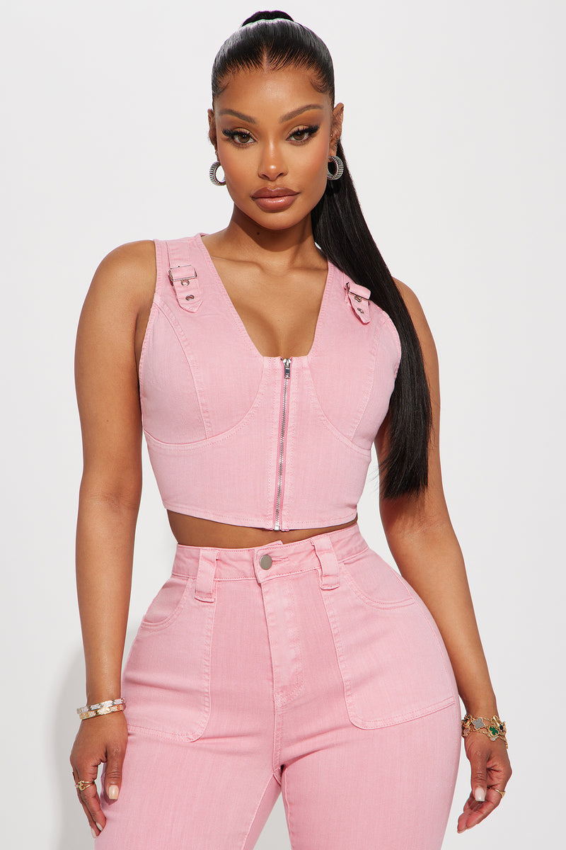 Unconditional Love Denim Top - Pink | Fashion Nova, Woven Tops ...
