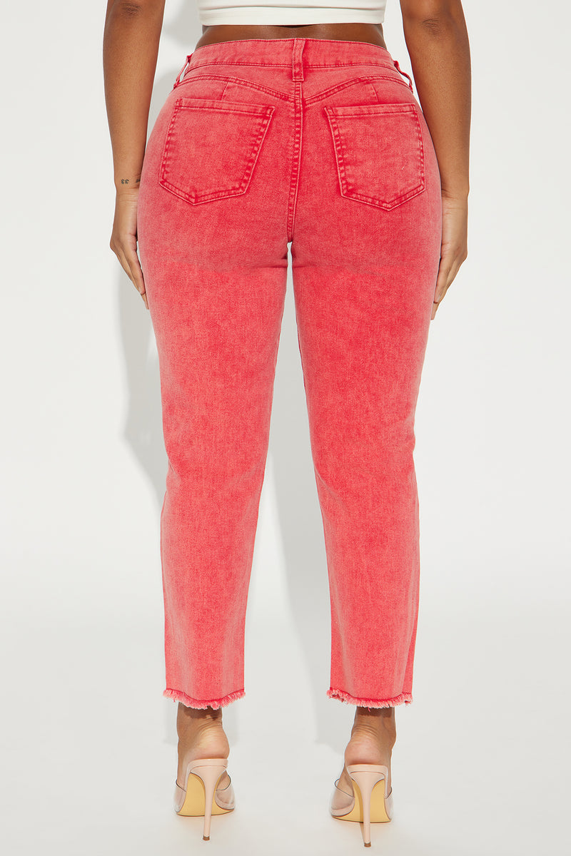 Stay In The Moment Stretch Mom Jean - Red | Fashion Nova, Jeans ...