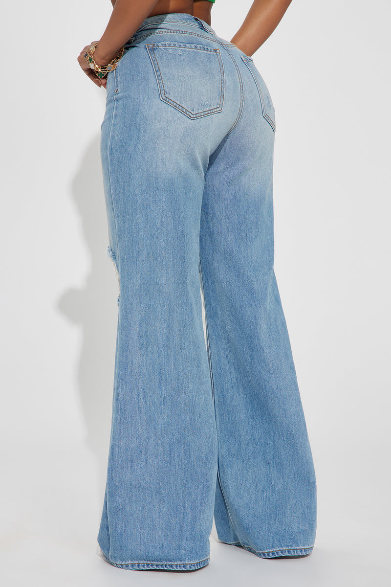 Wear And Tear Ripped Baggy Jeans - Medium Wash | Fashion Nova, Jeans ...
