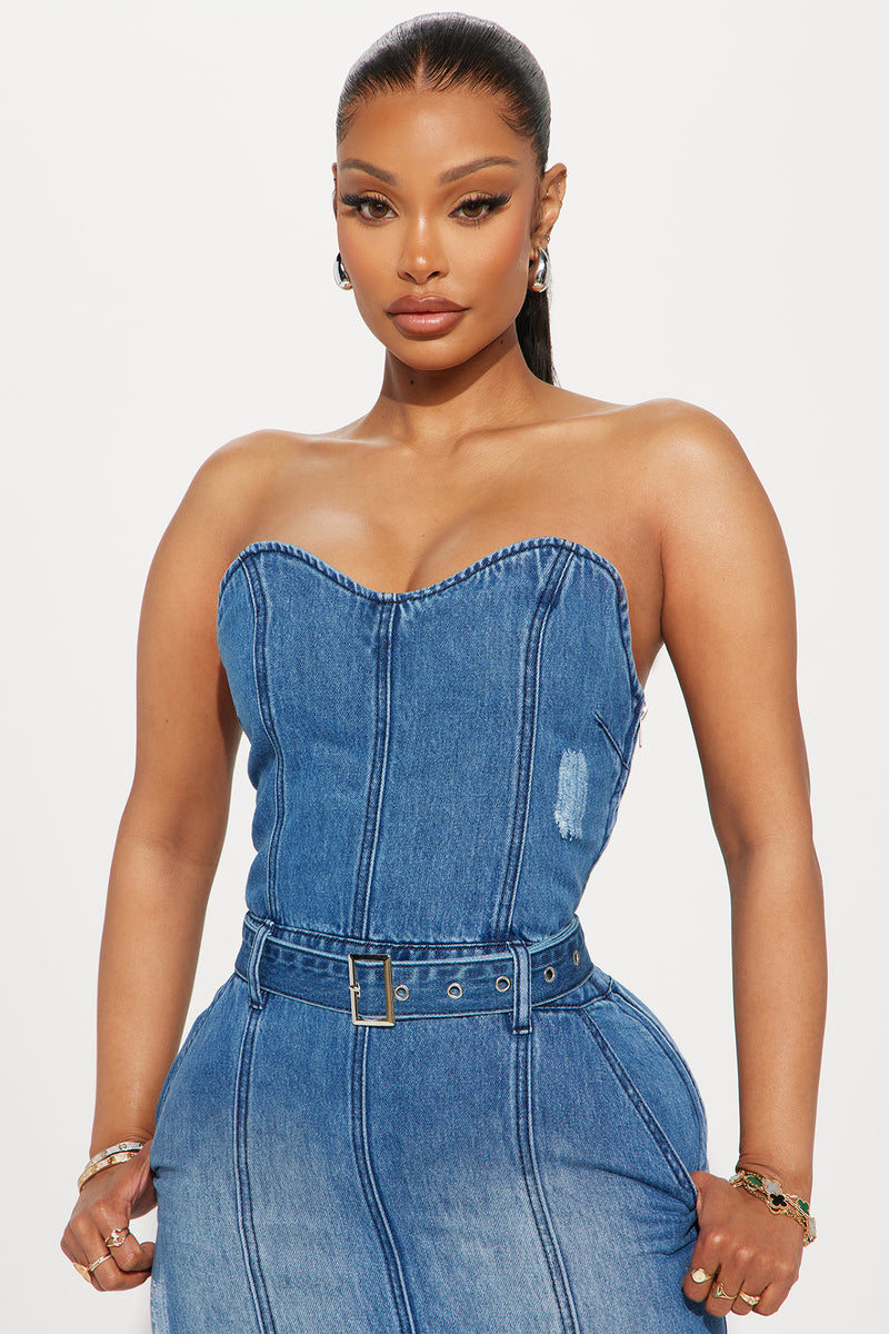 Delaney Denim Maxi Dress - Dark Wash | Fashion Nova, Dresses | Fashion Nova