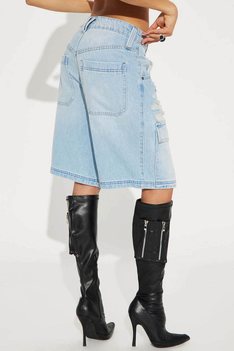 Xander Ripped Cargo Denim Jorts - Light Wash | Fashion Nova, Jean ...