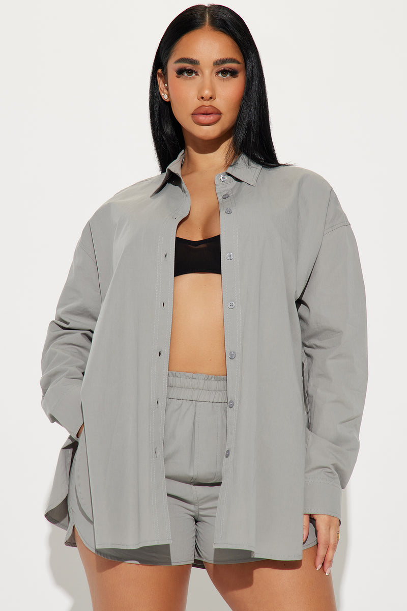 Baily Button Up Short Set - Grey | Fashion Nova, Matching Sets ...
