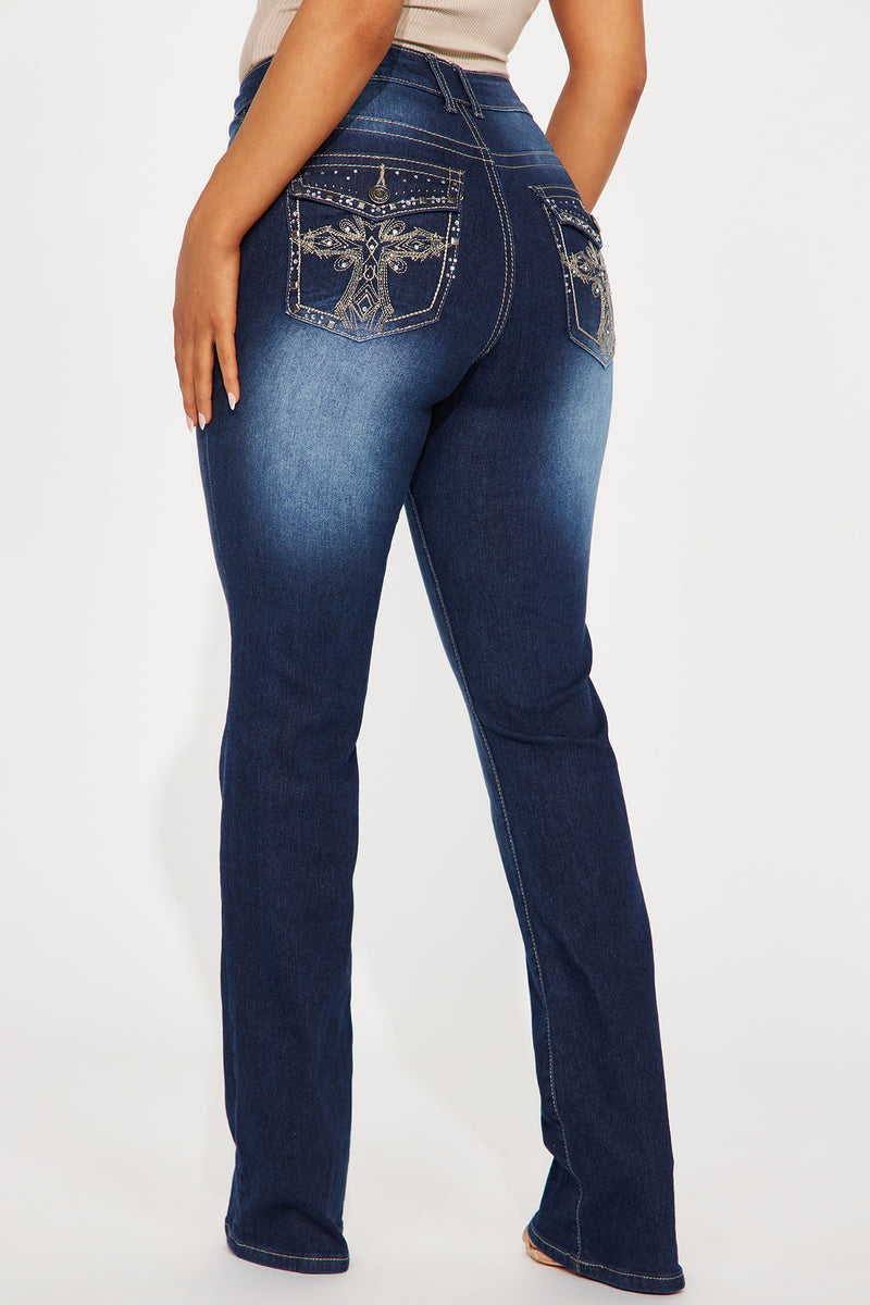 Bling It On Stretch Bootcut Jeans - Dark Wash | Fashion Nova, Jeans ...