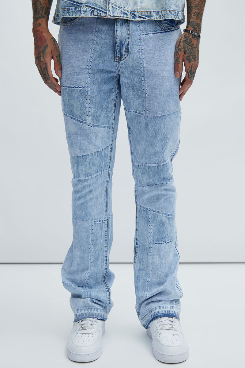 Verdugo Stacked Slim Flare Jeans - Light Blue Wash | Fashion Nova, Mens ...