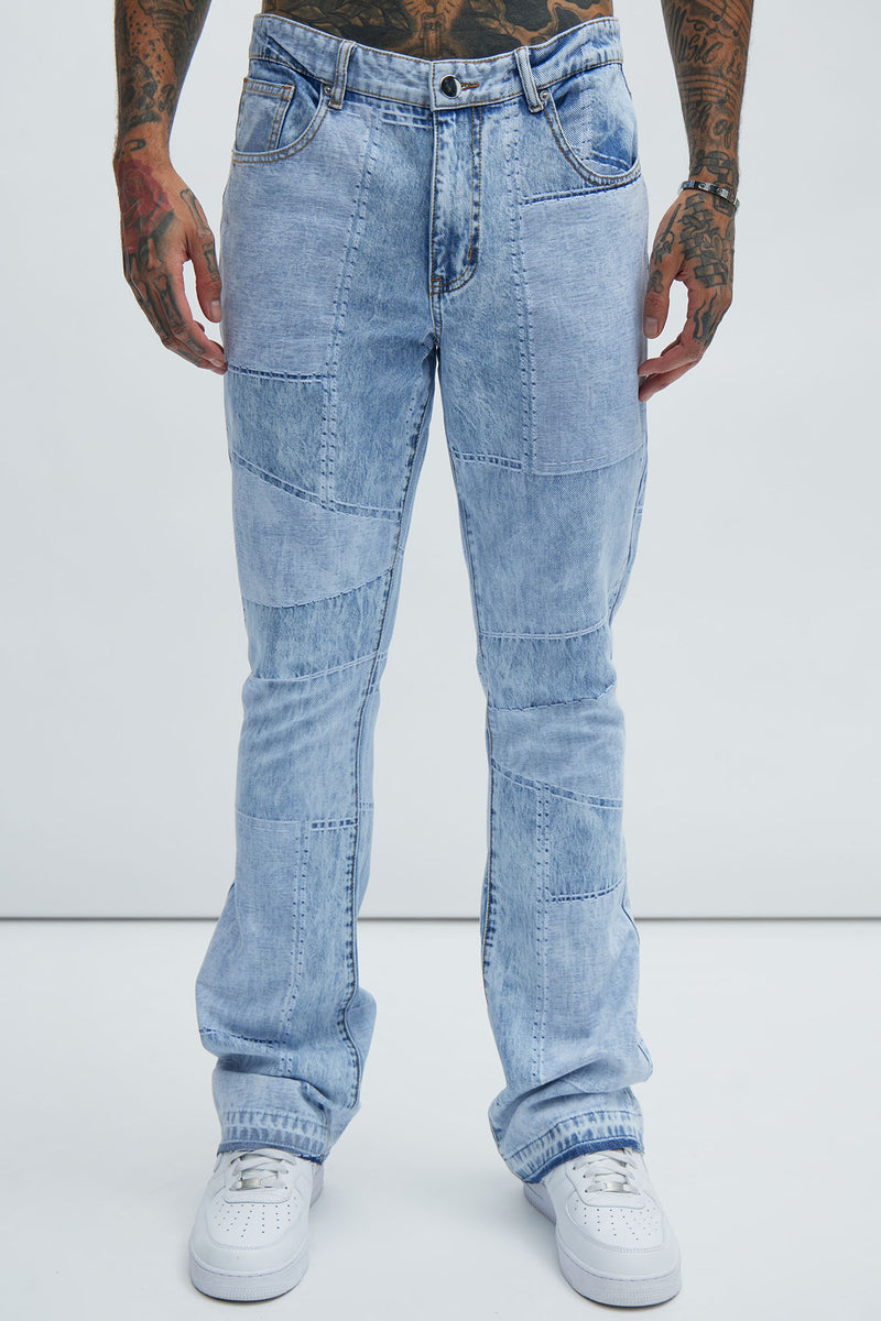 Verdugo Stacked Slim Flare Jeans - Light Blue Wash | Fashion Nova, Mens ...