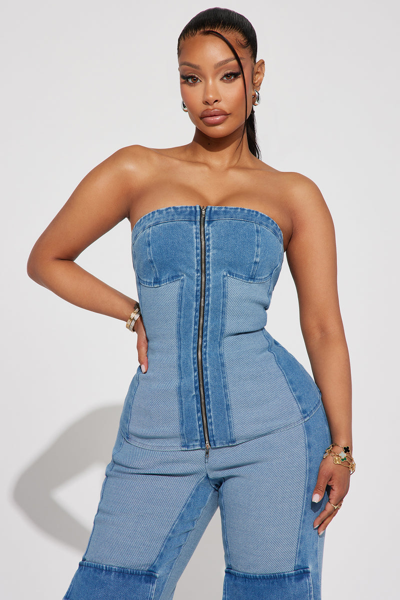 Falling Deep Denim Pant Set - Medium Wash | Fashion Nova, Matching Sets ...