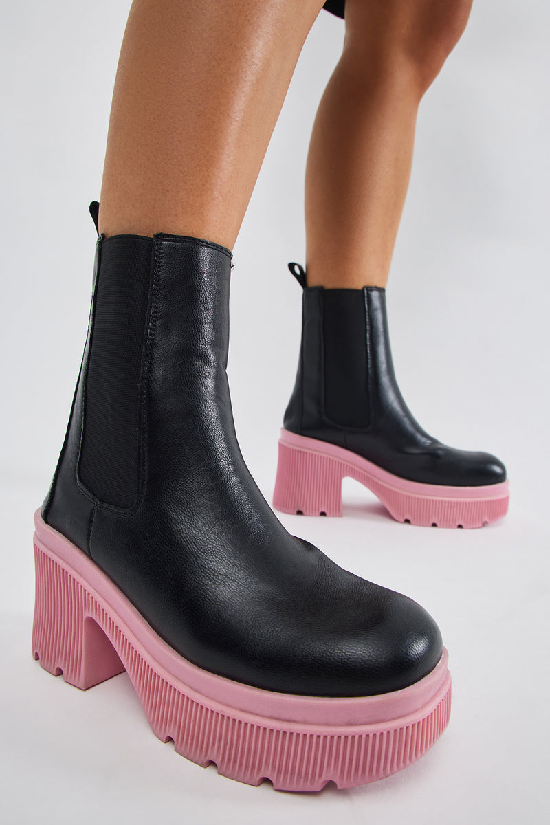 Erika Platform Booties - Black/Pink | Fashion Nova, Shoes | Fashion Nova