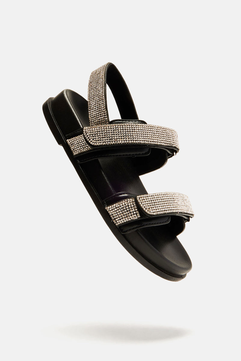 Sarabeth Embellished Flat Sandals - Black | Fashion Nova, Shoes ...