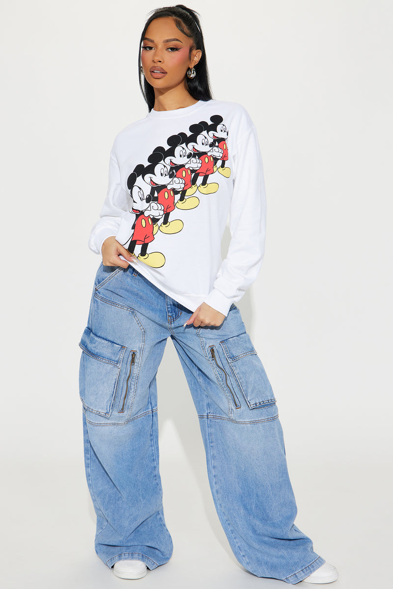 Vintage Mickey Mouse Sweatshirt - White | Fashion Nova, Screens Tops and Bottoms | Fashion Nova