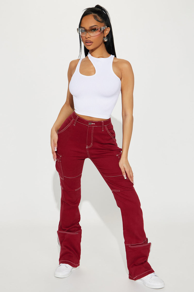 Camden Cargo Utility Jeans - Raspberry | Fashion Nova, Jeans | Fashion Nova