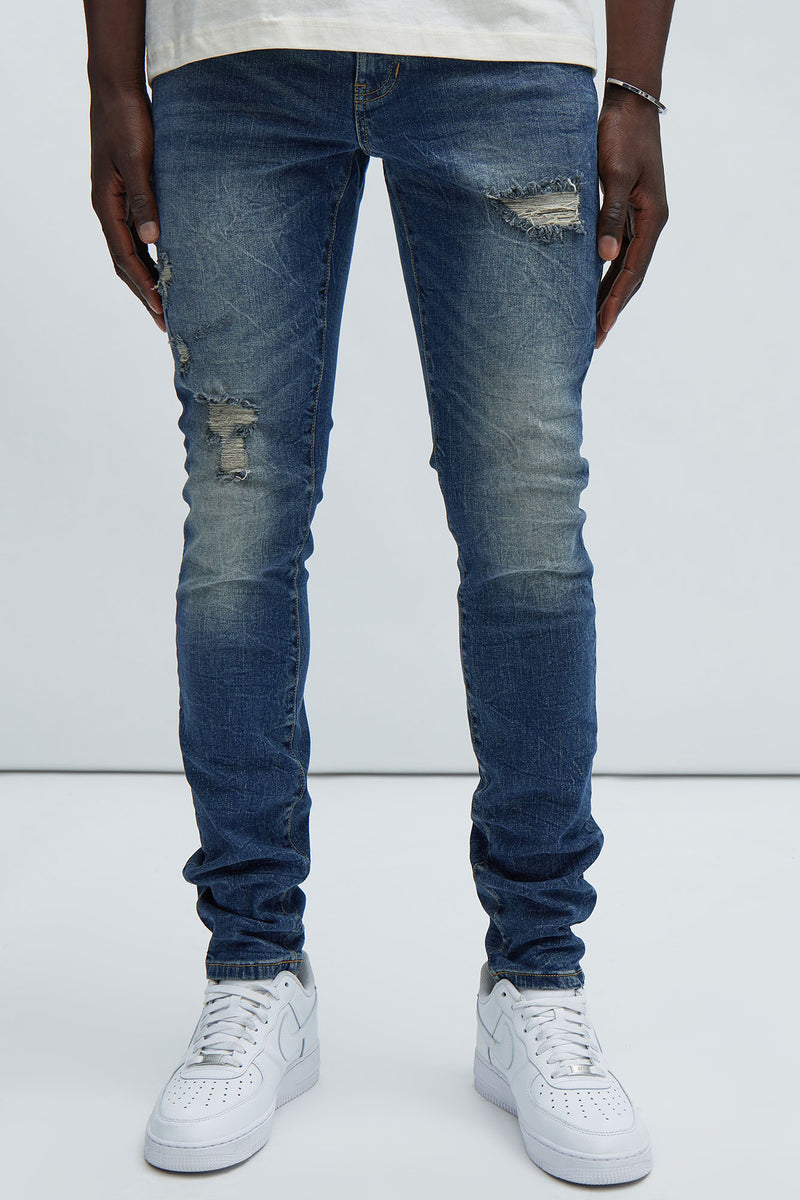 Primary Distressed Stacked Skinny Jeans - Dark Wash | Fashion Nova ...