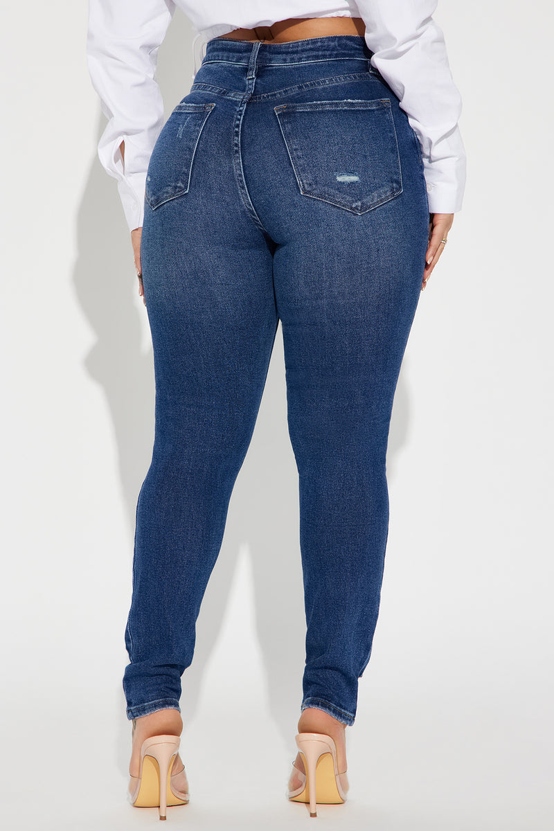 So Unserious Stretch Ripped Skinny Jeans - Dark Wash | Fashion Nova ...