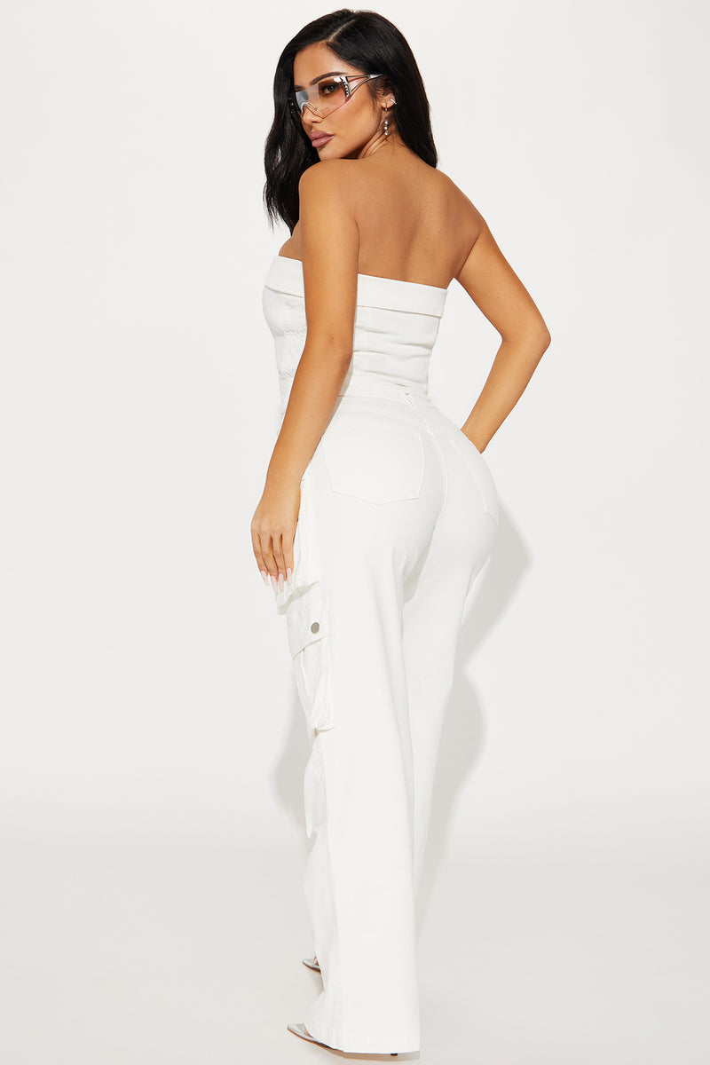 Ciara Denim Pant Set - White | Fashion Nova, Matching Sets | Fashion Nova