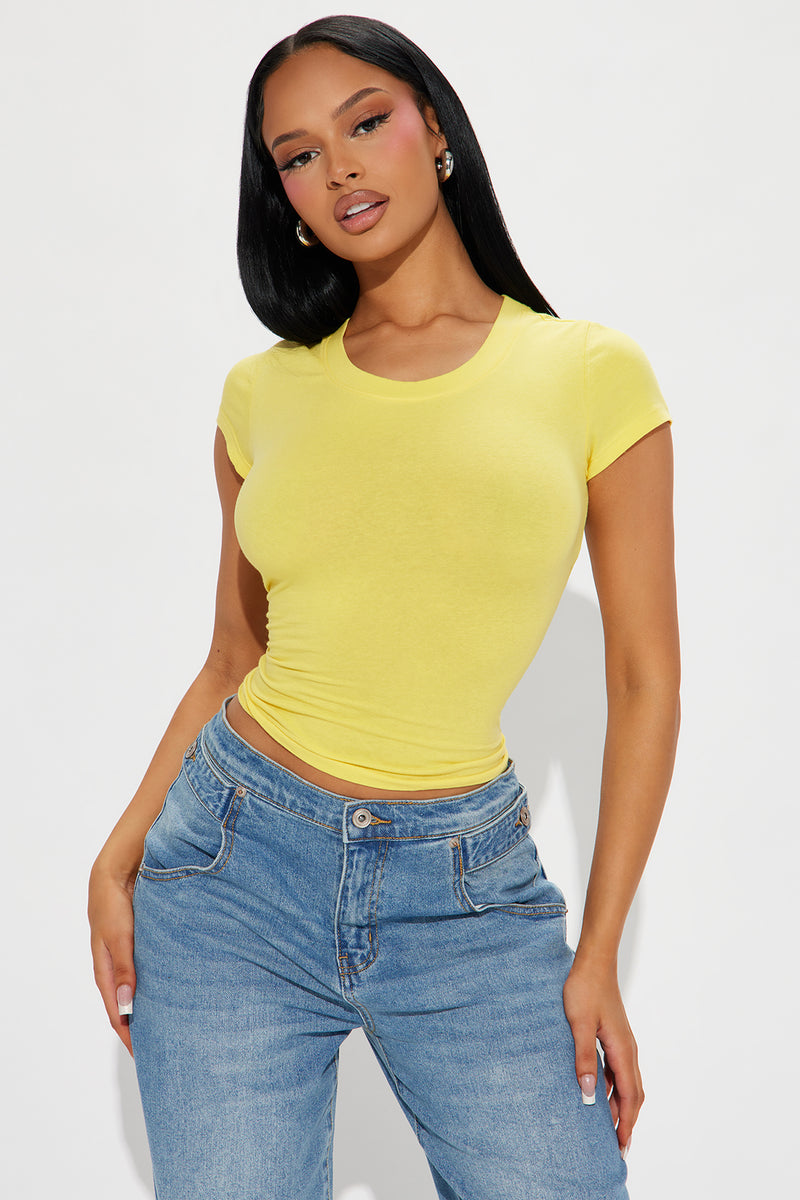 Alyssa Crew Neck Top - Yellow | Fashion Nova, Basic Tops & Bodysuits ...