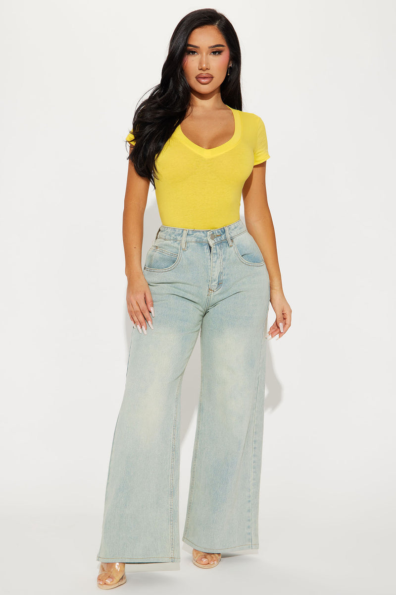 Ashley V-Neck Top - Yellow | Fashion Nova, Basic Tops & Bodysuits ...