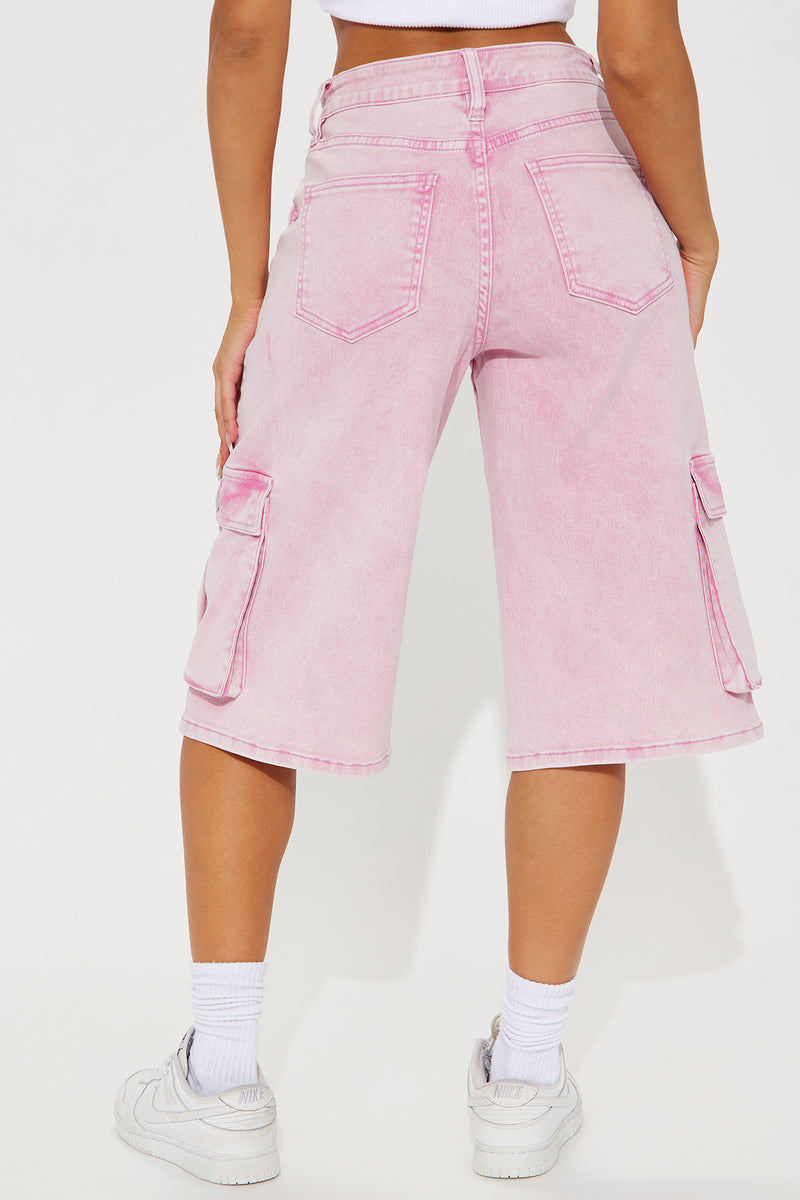 Carmen Stretch Cargo Denim Jorts - Pink | Fashion Nova, Jean Shorts ...