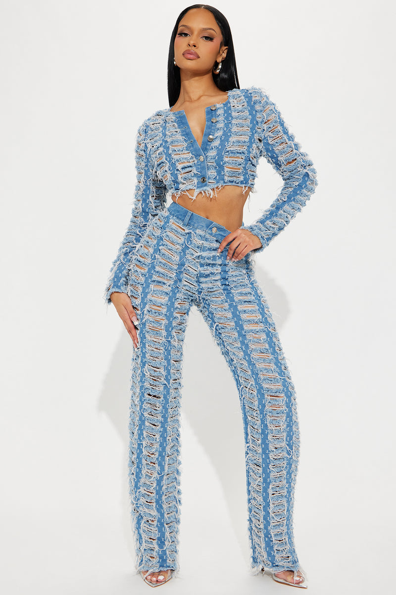 Jenesis Distressed Denim Pant Set - Light Wash | Fashion Nova, Matching ...