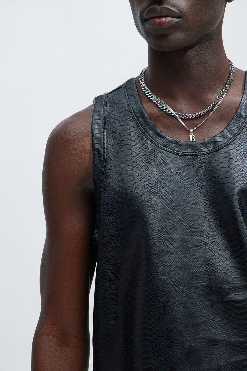 Sawyer Faux Python Tank - Black | Fashion Nova, Mens Tees & Tanks ...