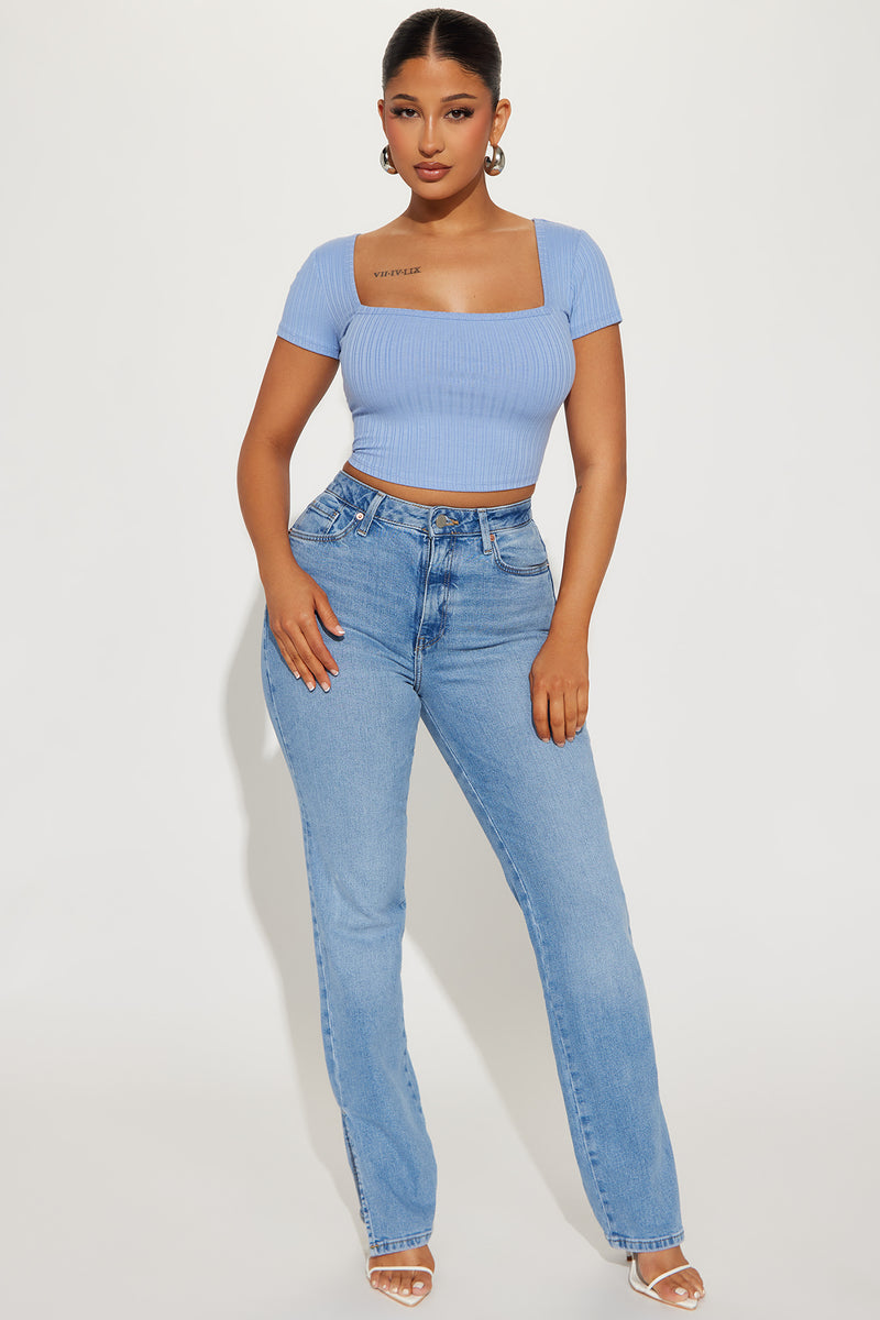 Dana Square Neck Tee - Blue | Fashion Nova, Basic Tops & Bodysuits ...