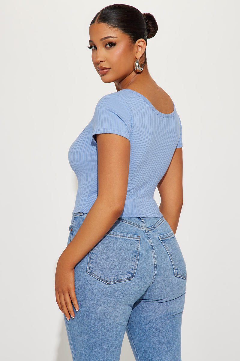 Dana Square Neck Tee - Blue | Fashion Nova, Basic Tops & Bodysuits ...