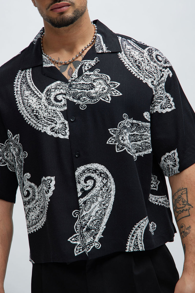 Enlarged Paisley Cropped Shirt - Black/White | Fashion Nova, Mens ...