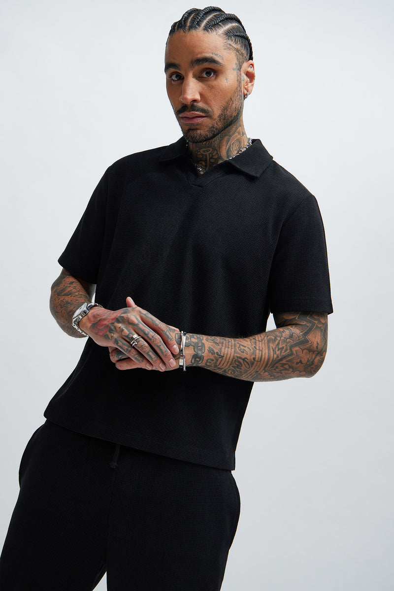 Cairo Textured Polo - Black | Fashion Nova, Mens Shirts | Fashion Nova