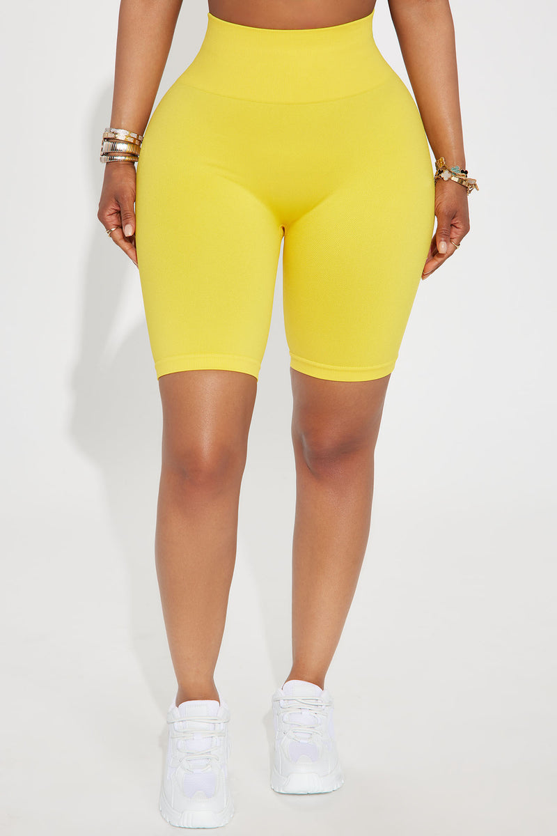 Serving Heat Flex Seamless Active Biker Short - Yellow | Fashion Nova ...