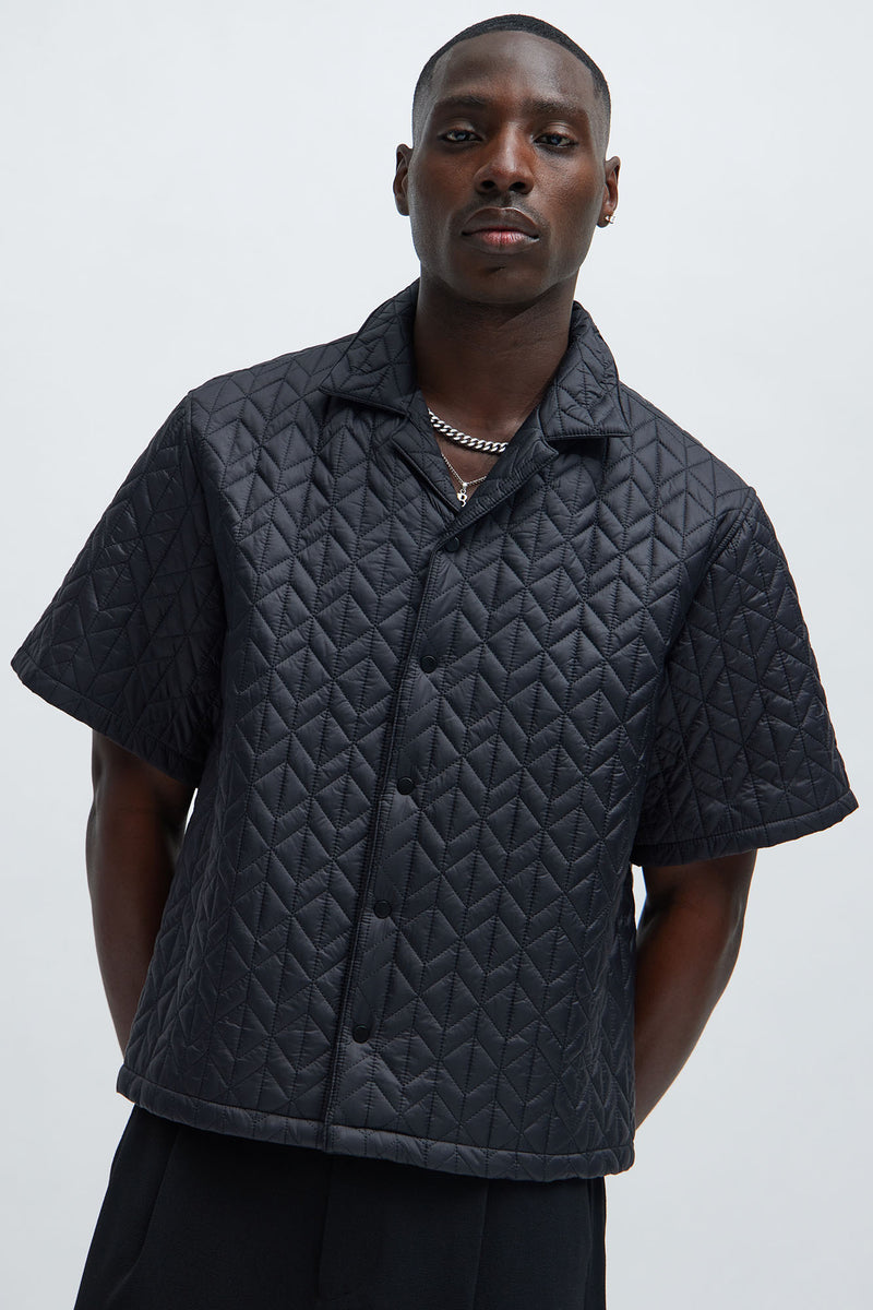 Oslo Quilted Nylon Shirt - Black | Fashion Nova, Mens Shirts | Fashion Nova